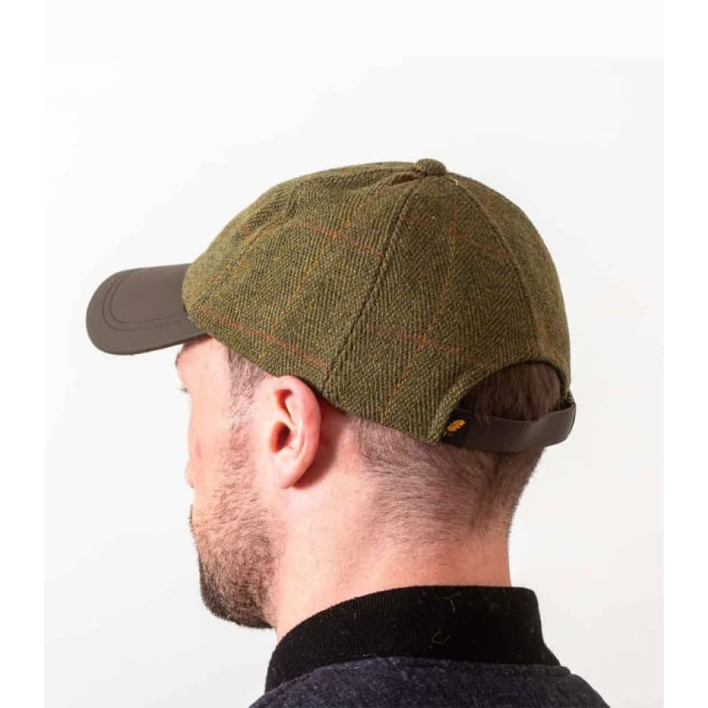 Green Baseball Cap with Leather Peak – Made with Yorkshire Tweed ...