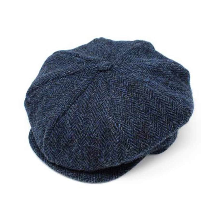 Harris Tweed Newsboy Cap - Navy Blue Herringbone | Irish Tweeds