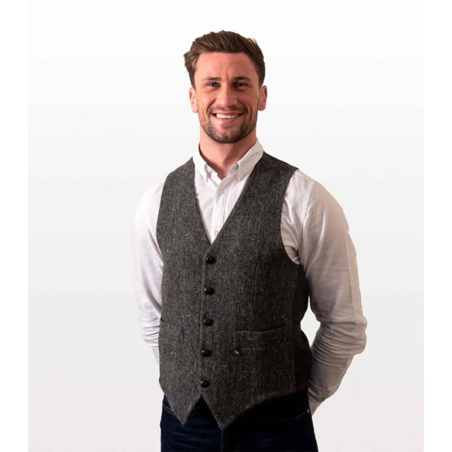 Irish Donegal Tweed Vest Waistcoat - Grey Salt and Pepper