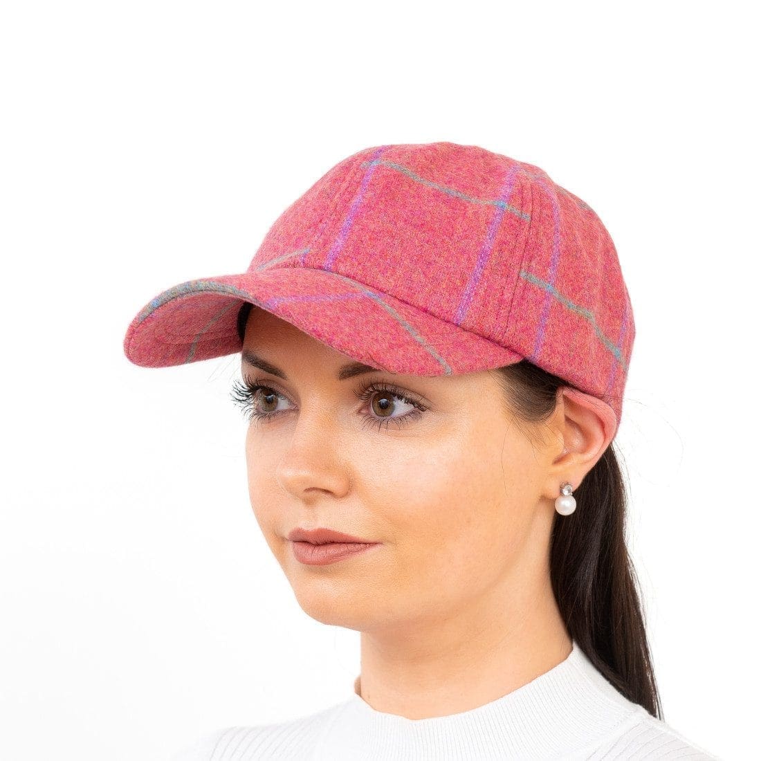 Pink Wool Check Baseball Cap – Hatman of Ireland | Irish Tweeds