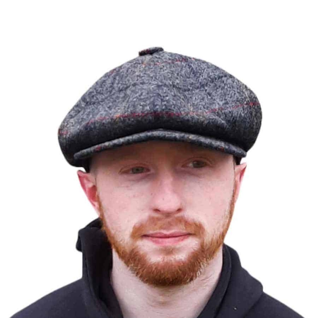 Irish Tweed Newsboy Cap by Jonathan Richard - Charcoal Donegal Tweed