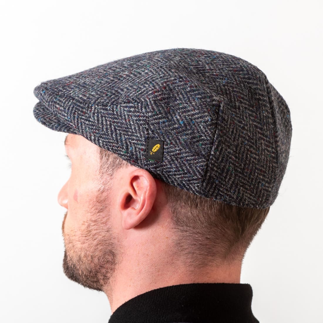 Irish Tweed Cap | Donegal Tweed | Blue Grey Herringbone